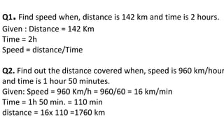 Motion and Time basic concepts and small problems | PPT