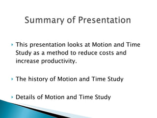 Motion And Time Study | PPT