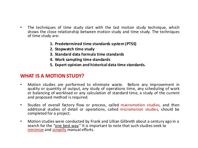 Motion and time study