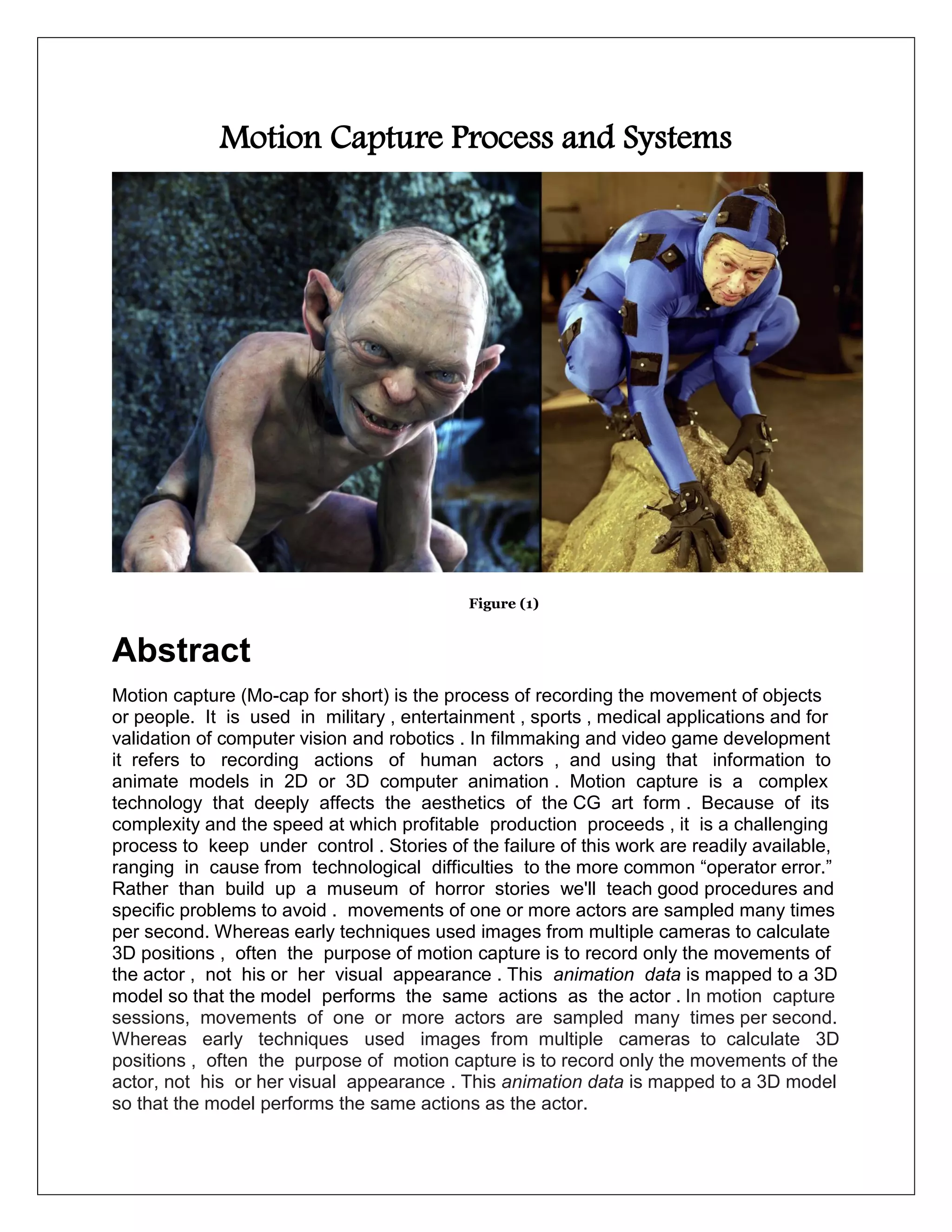 Motion capture process and systems | PDF