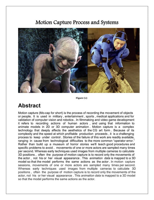 Motion capture process and systems | PDF
