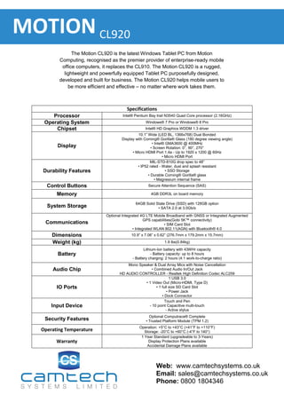 Motion cl920 datasheet 2014 | PDF