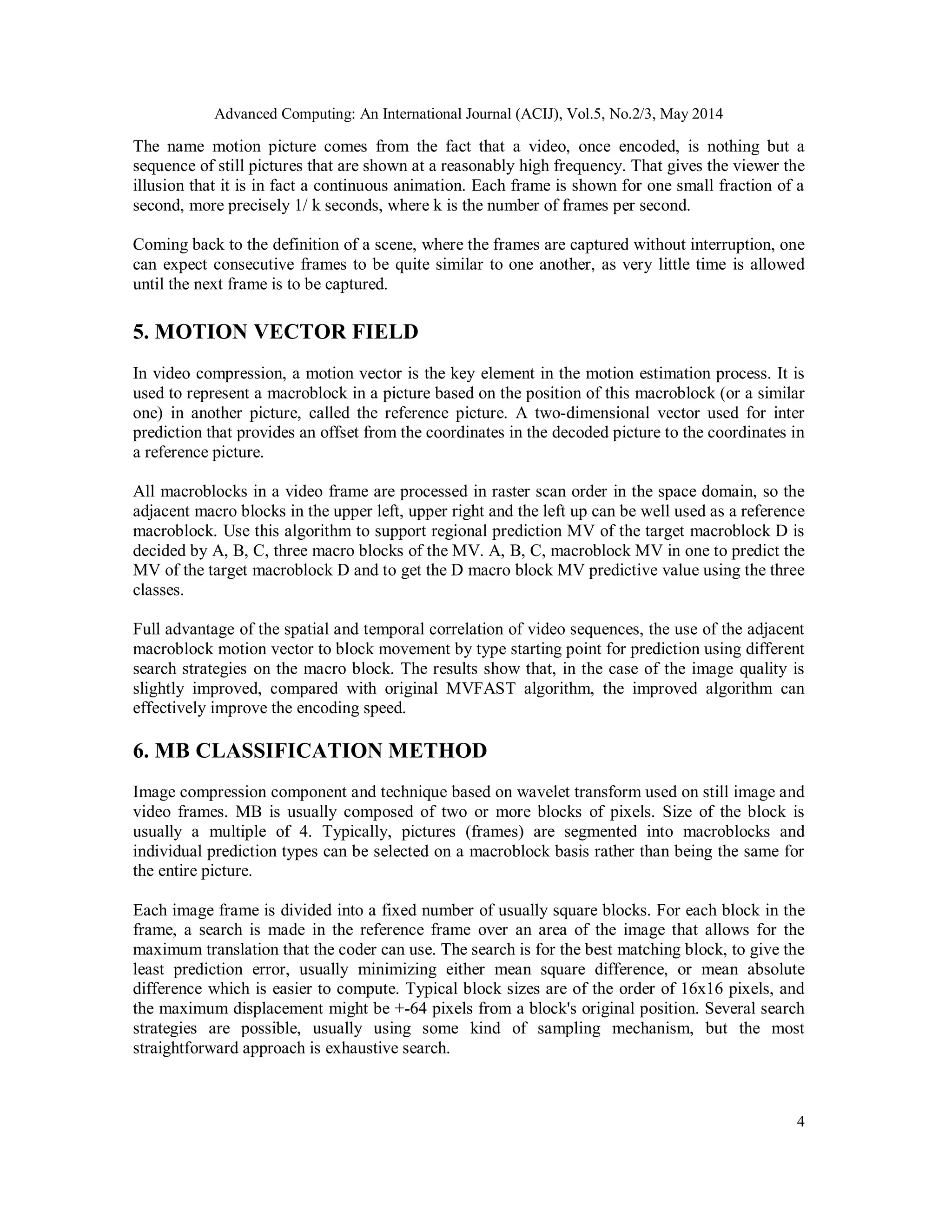 Motion Detection In Compressed Video Using Macroblock Classification Pdf