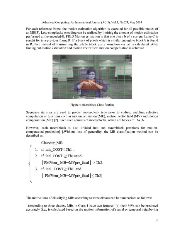 Motion Detection In Compressed Video Using Macroblock Classification Pdf