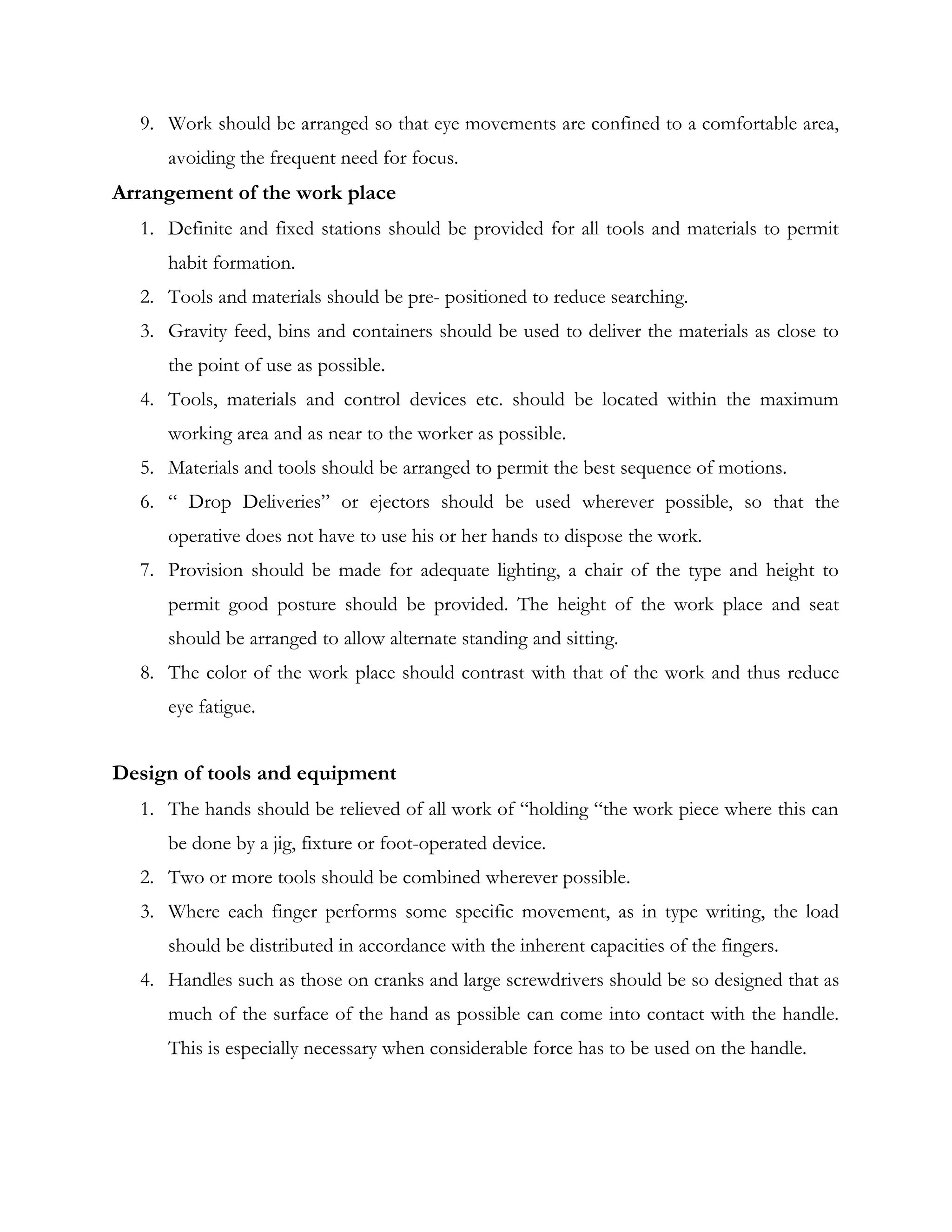 Industrial Engineering Tools of Motion economy principles for ...
