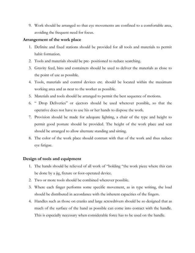Industrial Engineering Tools of Motion economy principles for ...