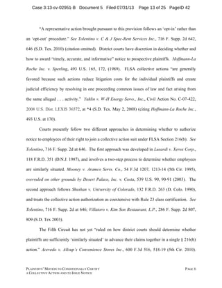 MOTION TO CONDITIONALLY CERTIFY A COLLECTIVE ACTION AND TO ISSUE NOTICE | PDF