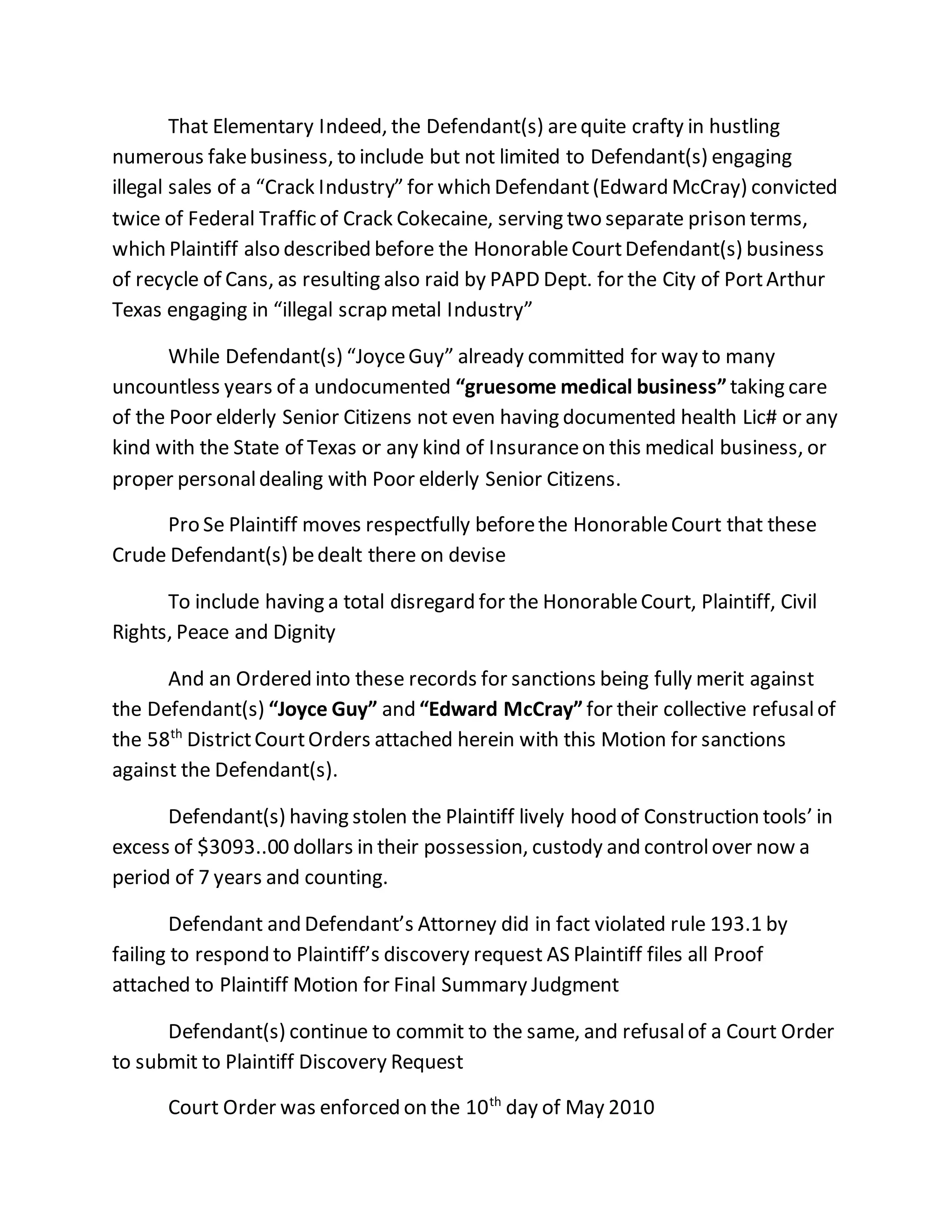 Motion for sanctions | DOCX