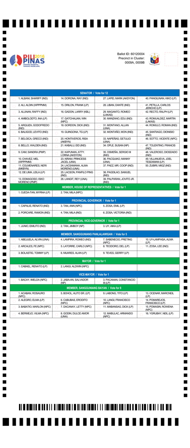 Motiong - 2016 Official Ballot | PDF
