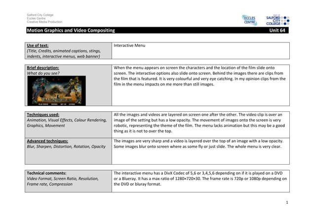 Motion graphics and_compositing_video_analysis_worksheet2 | PPT