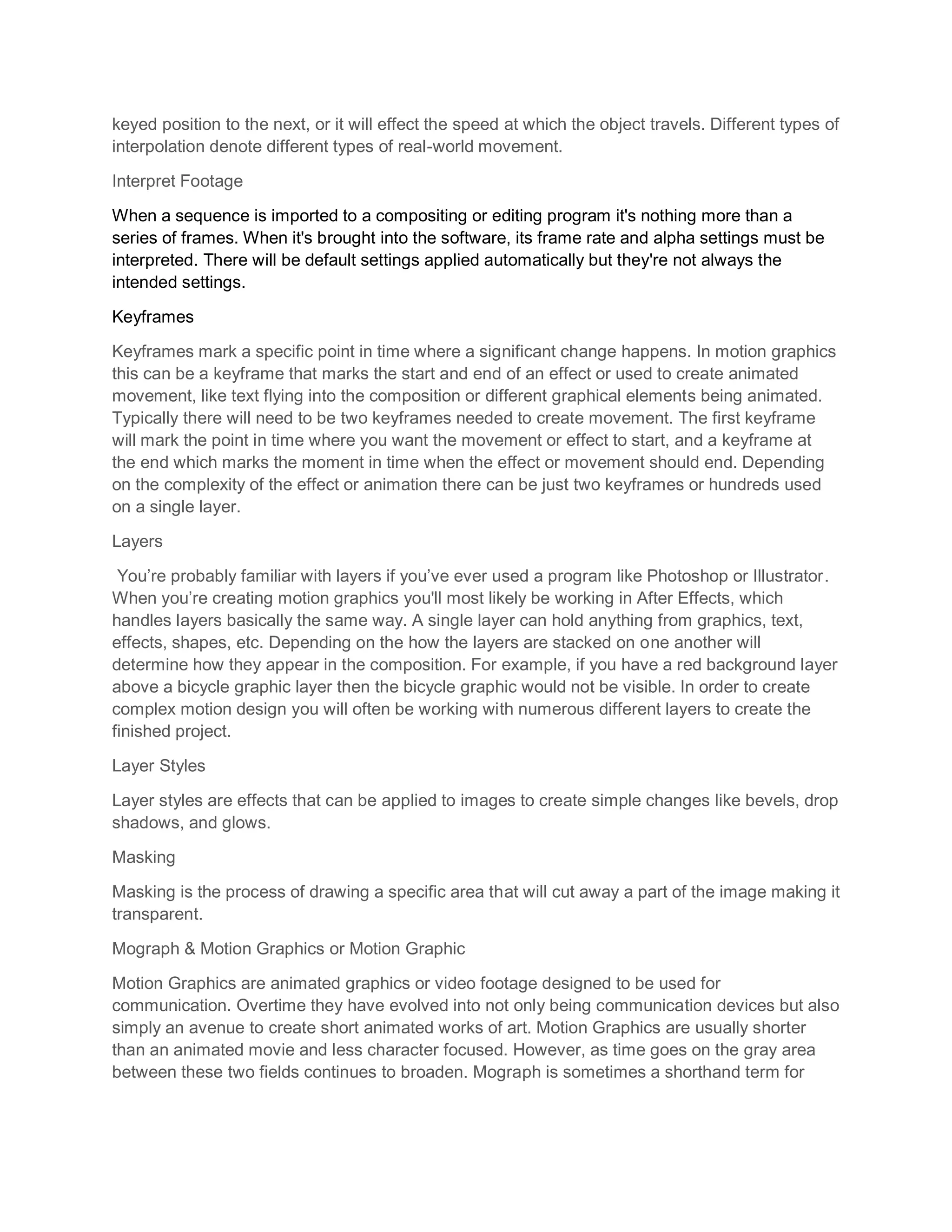 Motion graphics Terminology | PDF