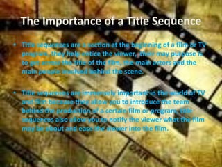 Motion graphics & title sequence creative media | PPT