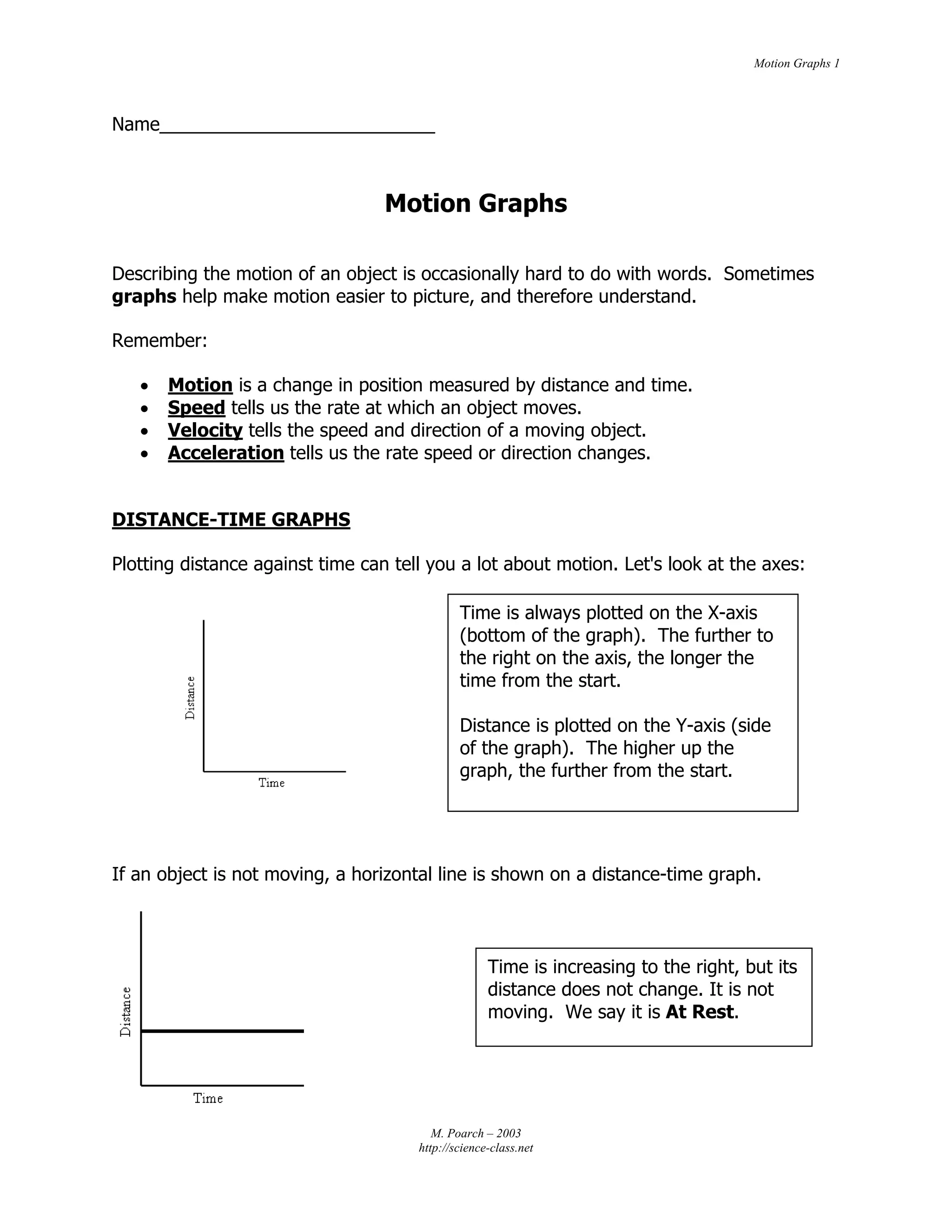 Motion graphs summary | PDF