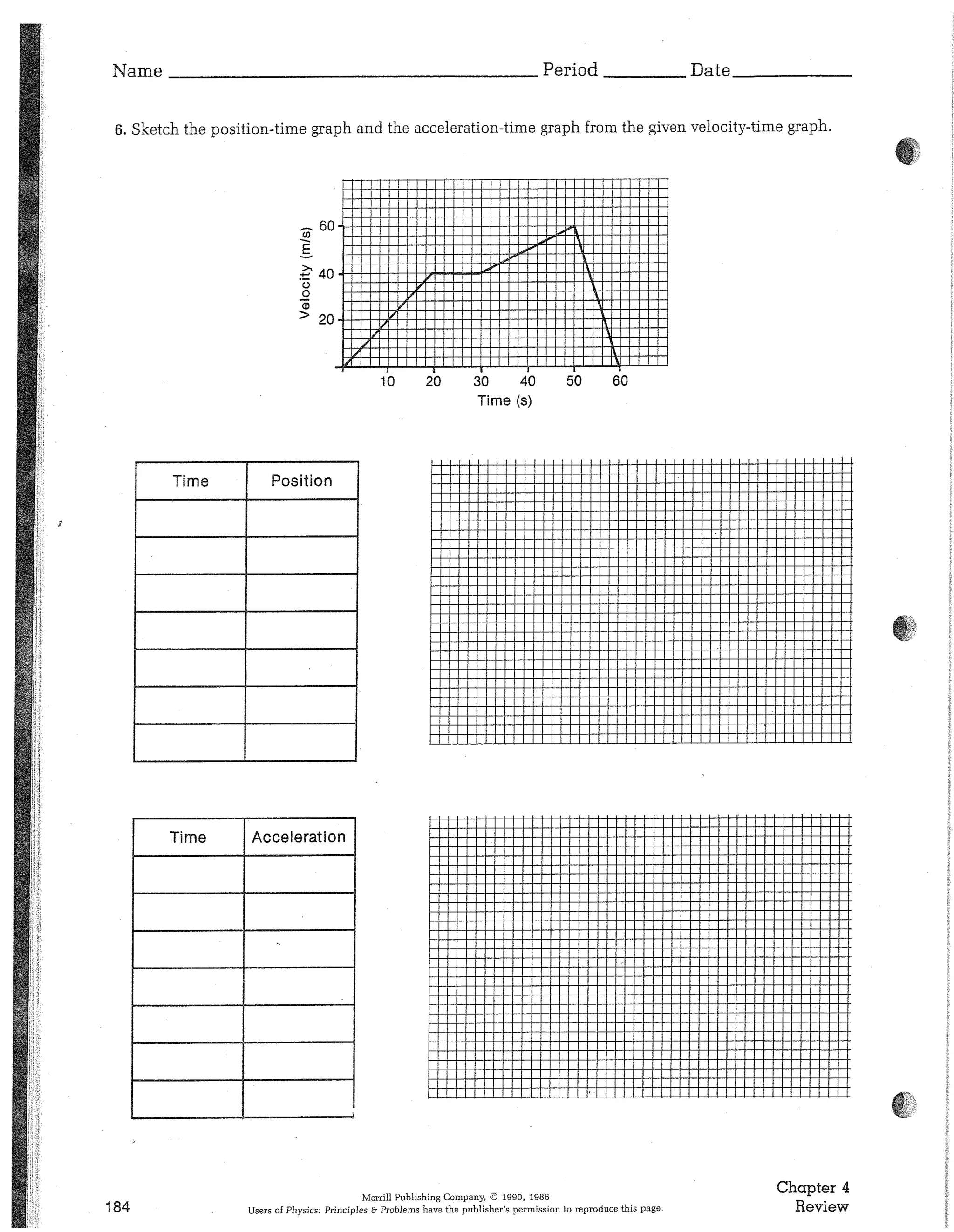 Motion graph worksheets | PDF