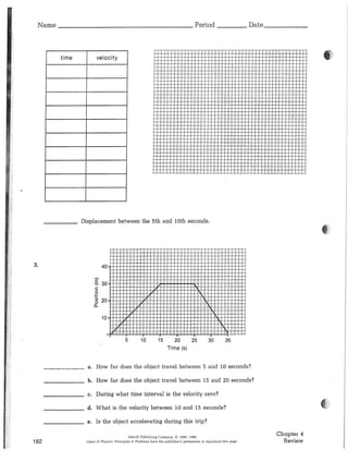 Motion graph worksheets | PDF