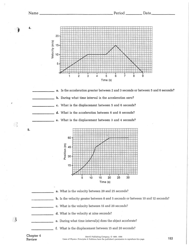 Motion graph worksheets | PDF