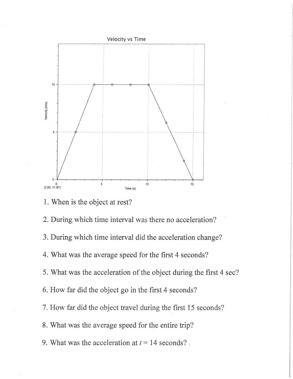 Motion graph worksheets