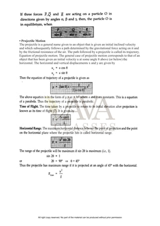 Motion in a plane notes class 11 | PDF