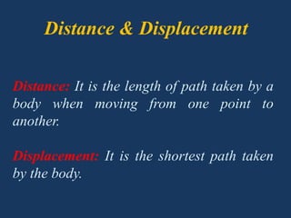 Power Point Presentation on Motion in one dimension for ICSE VIII & IX ...
