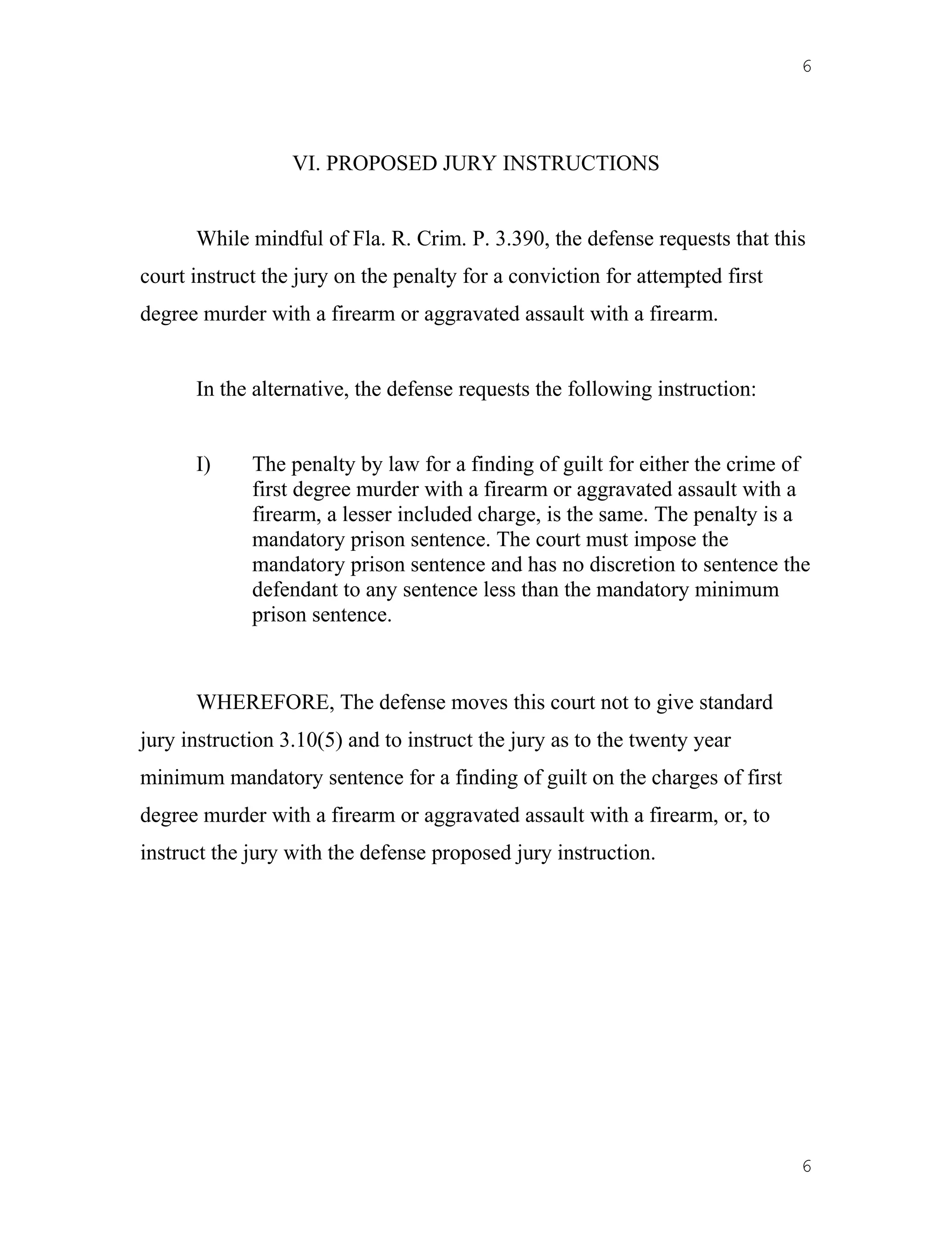 Motion jury instructions and Minimum Mandatory | DOC