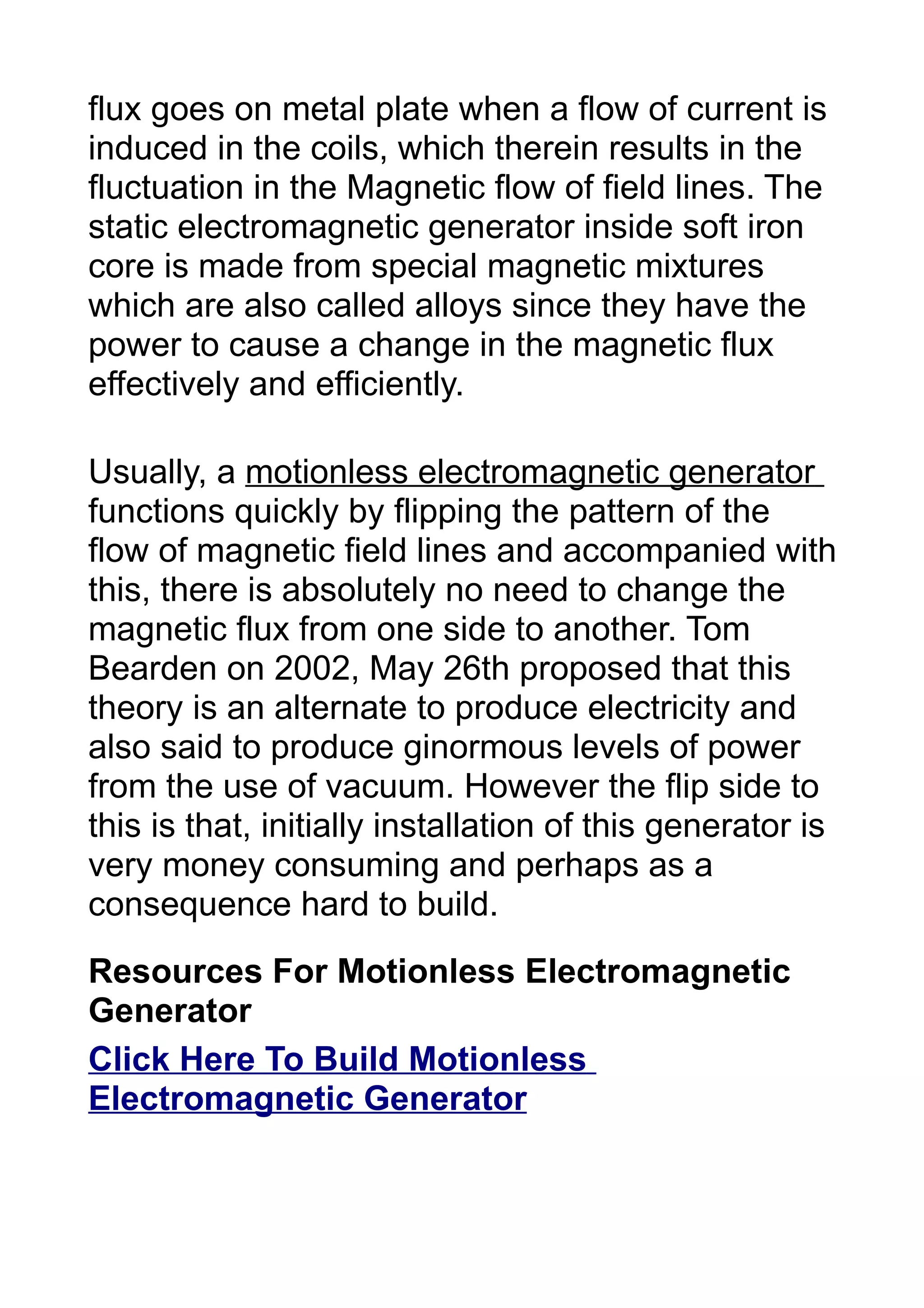 Motionless Electromagnetic Generator - Generate Super Cheap Electricity ...