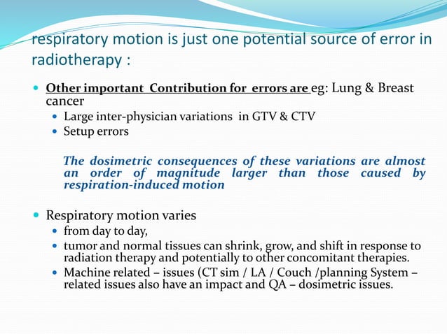 Motion management in Radiation Oncology - 2020 | PPTX | Lung and ...