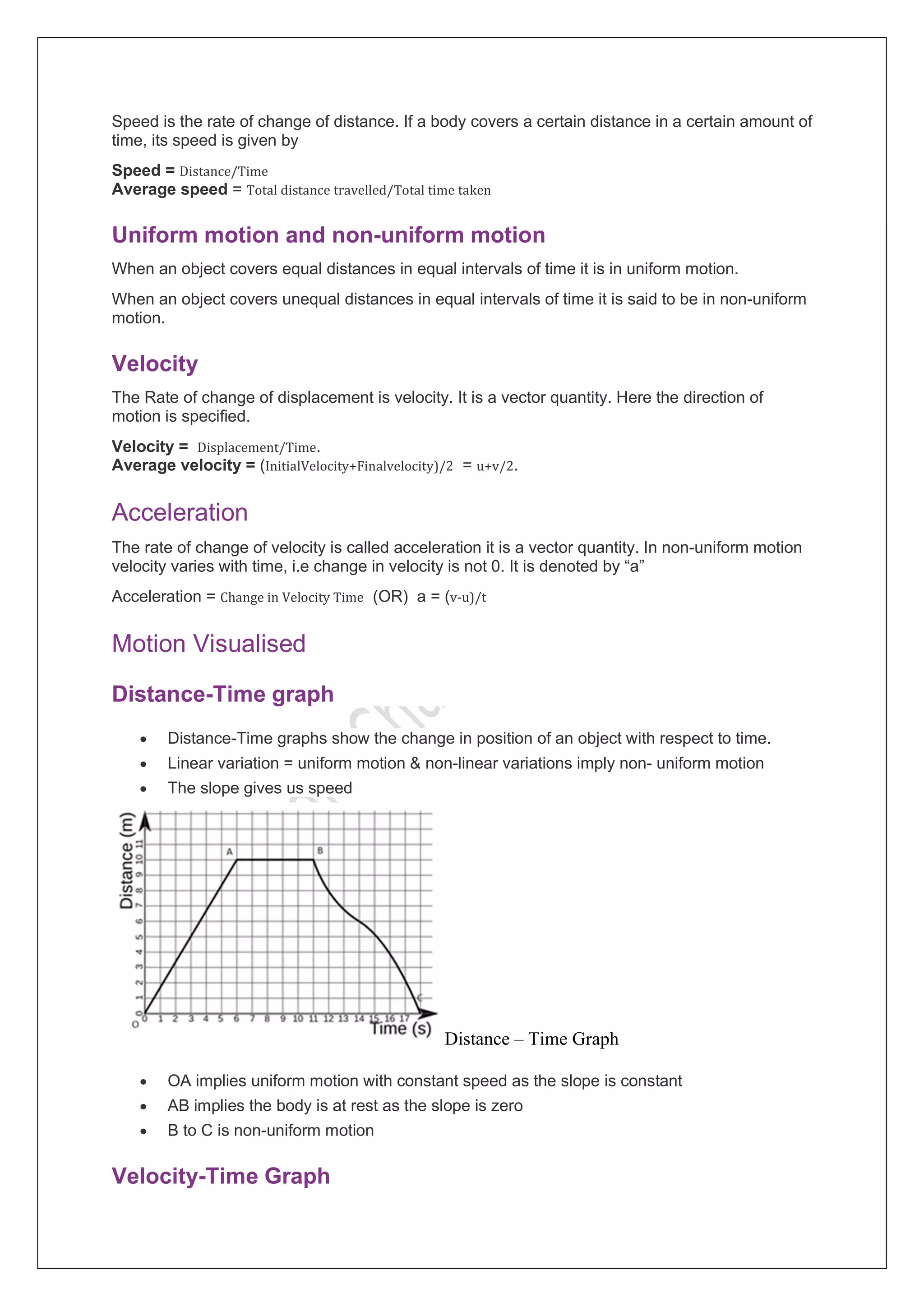 Motion notes by R K Chaudhari sir | PDF