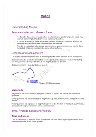 Motion notes by R K Chaudhari sir | PDF