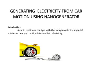Motion of car- generation of electricity | PPT