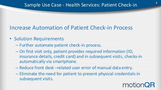Patient Check-in Process: motionQR Use Case