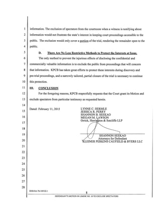 Kleiner Perkins Motion in Limine | PDF