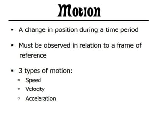 Motion, speed, and velocity | PPTX