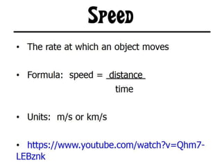 Motion, speed, and velocity | PPTX