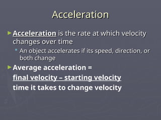 Motion Speed Velocity and Acceleration.ppt