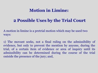 Motions to Suppress v. Motions in LImine - Georgia Criminal Motions Practice | PPT