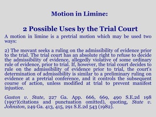 Motions to Suppress v. Motions in LImine - Georgia Criminal Motions ...