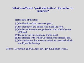Motions to Suppress v. Motions in LImine - Georgia Criminal Motions ...