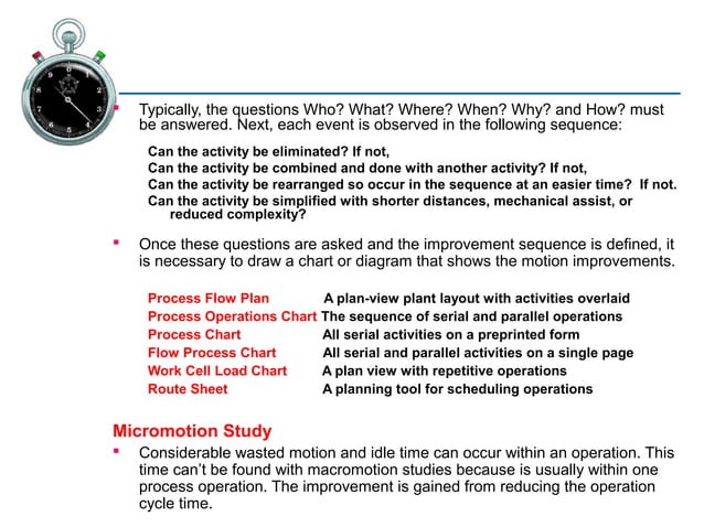 Motion & time study | PPT | Mechanical and Industrial Engineering ...