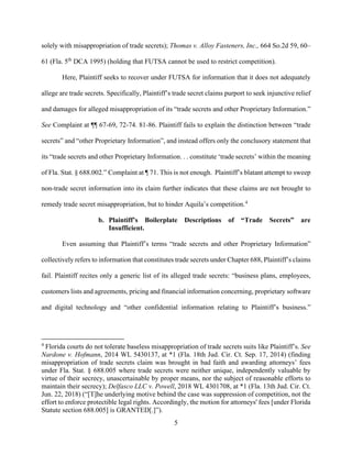 Motion to Dismiss - Trade Secrets & Tortious Interference Claims | PDF