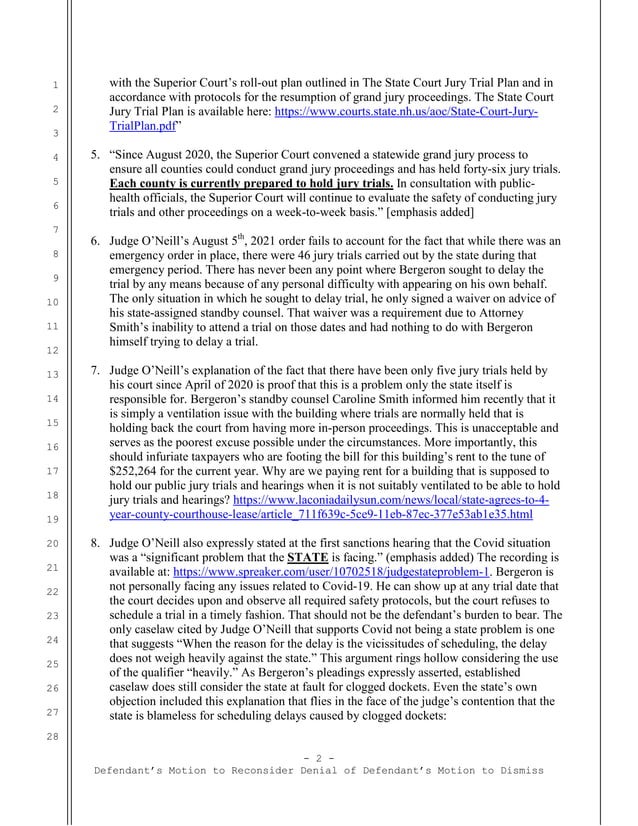 Motion to Reconsider Denial of Motion to Dismiss on Speedy Trial Grounds | PDF