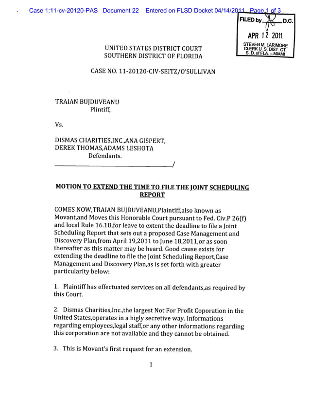 Motion to extend the time to file the joint scheduling report | PDF