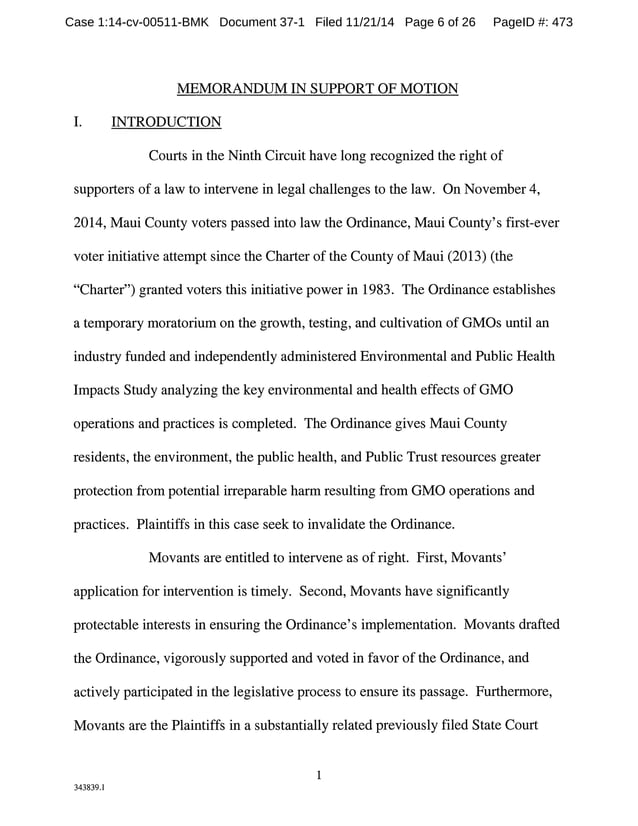 Motion to intervene memo shaka | PDF