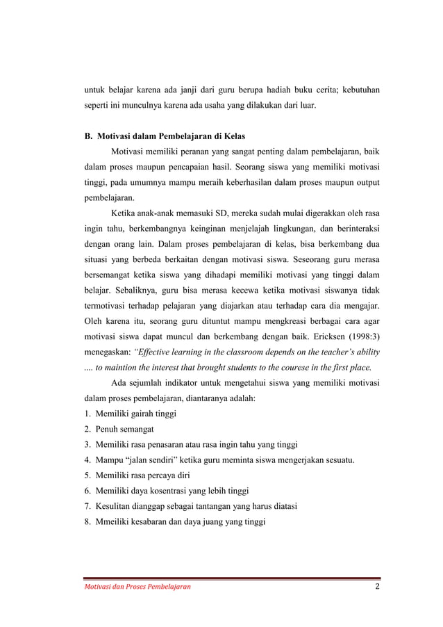 Motivasi dan proses pembelajaran | PDF