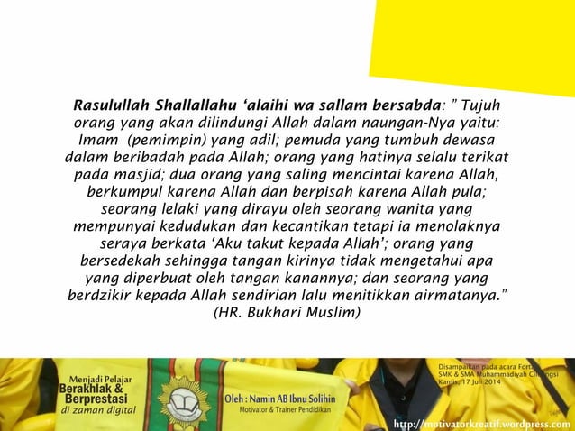 Motivasi menjadi pelajar berakhlak dan berprestasi di zaman digital | PPT