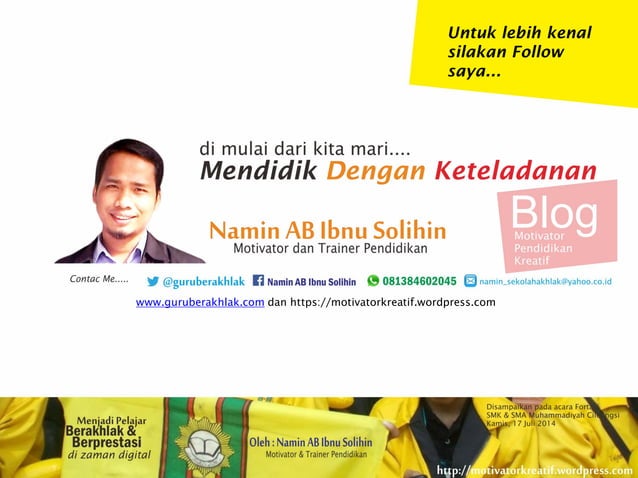 Motivasi menjadi pelajar berakhlak dan berprestasi di zaman digital | PPT