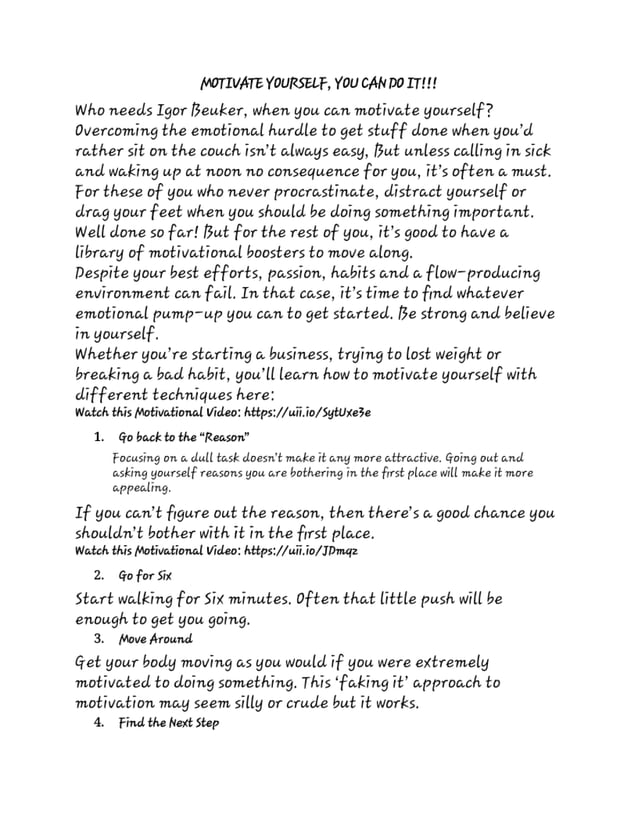 Motivate yourself,you can do it | PDF