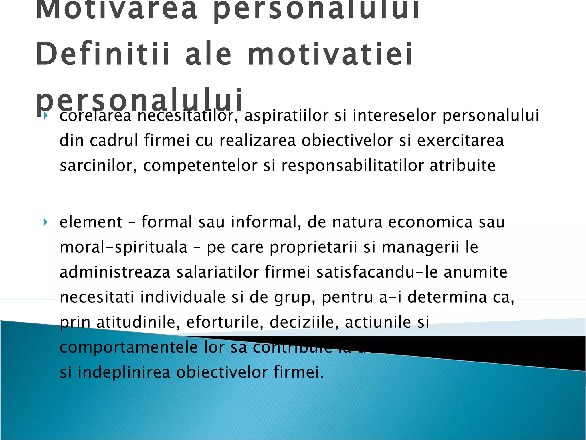 Motivatia si Motivarea Personalului | PPT