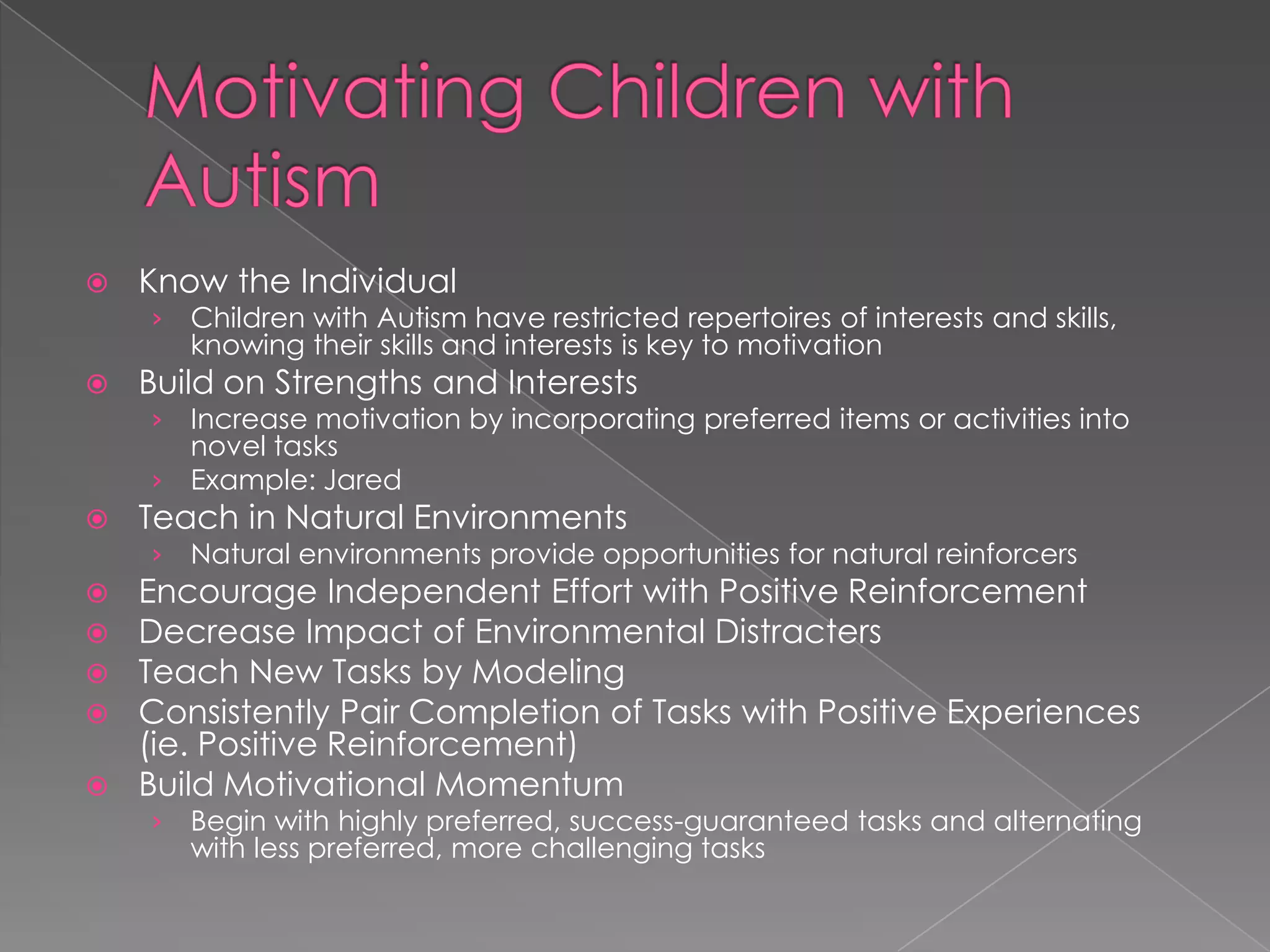 Motivating Children With Autism | PPTX