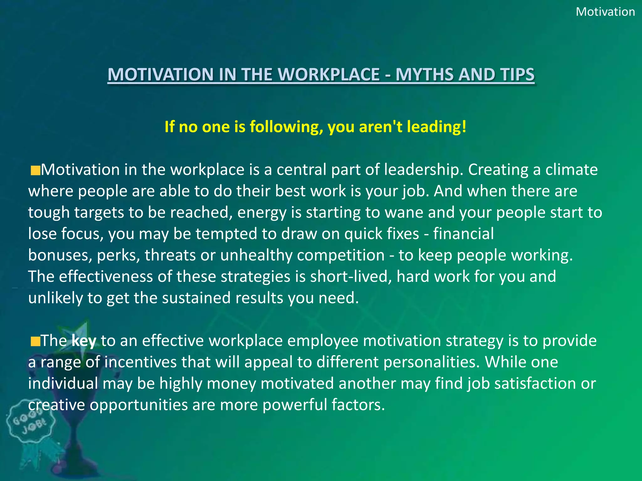 Motivation at Workplace | PPTX