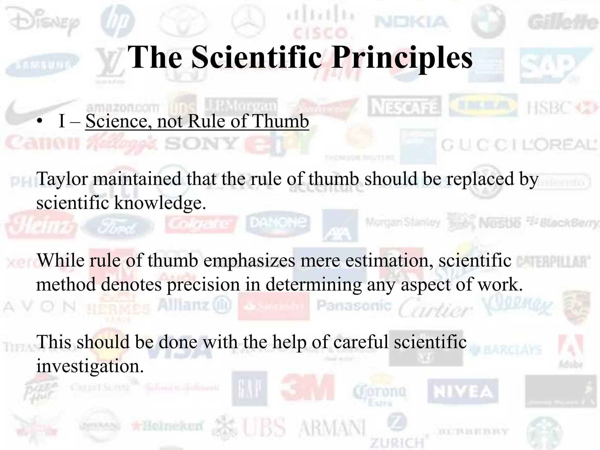 Principles of Scientific Management by FW Taylor and Theory of ...